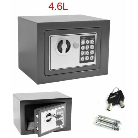 4.6L( 23x17x17cm) Grey Safe Digital Electronic Key Pad Lock Cash Box ...