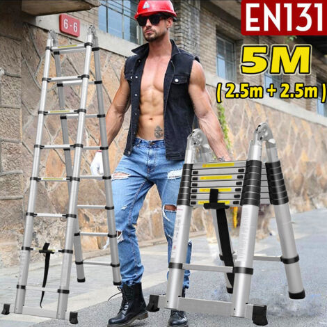 16.5FT 5M Telescoping Ladder Aluminum Extendable Foldable Retractable ...