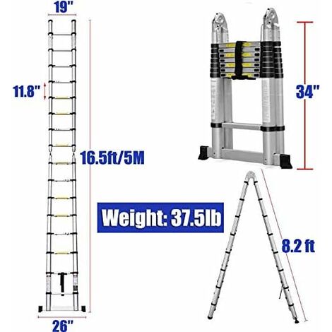 elescopic Loft Ladder 5M Extendable Collapsible Fold Step Ladders ...
