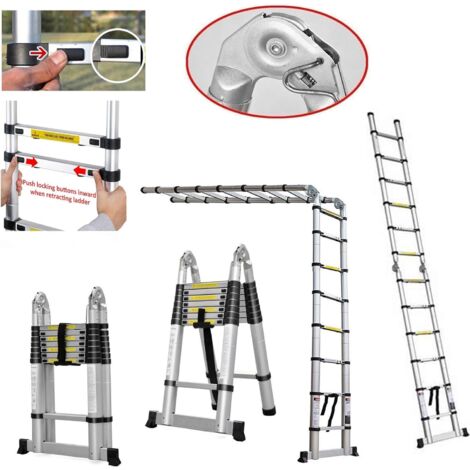 5M / 2.5M+ 2.5M Foldable Ladders A Frame Aluminium Extendable Extension ...