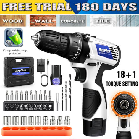 Cordless Comb Hammer Impact Drill Driver Electric Screwdriver Worklight ...