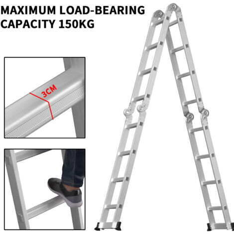 4.7M 14 in 1 Multi Purpose Folding Aluminium 4x4 Sep DIY Ladder w/1 ...