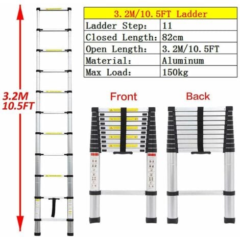 Aluminium Telescoping Ladder Extendable with EN131 and CE Standard (10 ...
