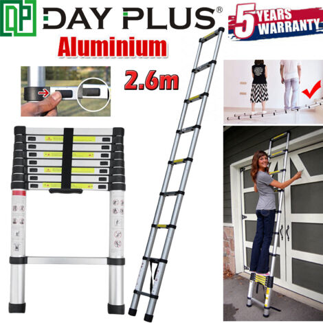 2.60 meter aluminium telescopic ladder - 9 steps 8.5FT - EN131 standards