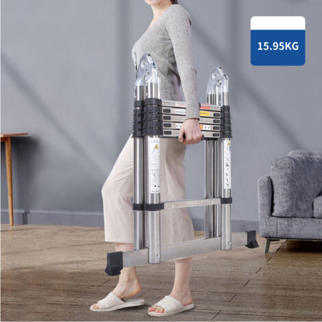 Stainless Steel A-frame 3.8M 12.5FT Folding Step Telescopic Multi ...