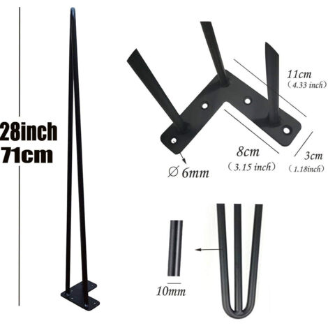 4 x Hairpin Legs / Hair Pin Legs 28" for Furniture Bench Desk Table ...