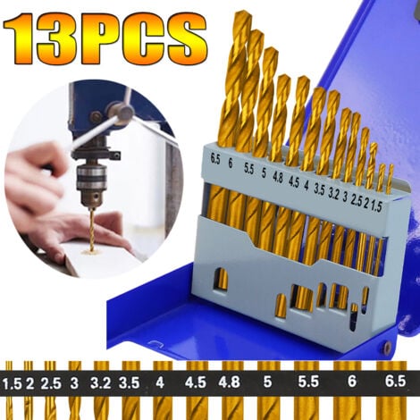 HSS Titanium Coated Twist Drill Bit Set 1.5mm - 6.5mm Hex Shank For wood Metal