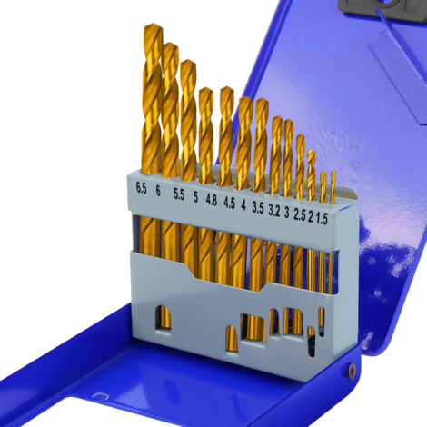 13 PCS HSS Twist Drill Bit Set Metal Wood Plastic Driver ALL SIZES 1.5mm-6.5mm