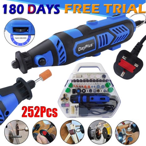 252PC MINI MULTI TOOL ROTARY DRILL GRINDER SANDER POLISHER HOBBY CRAFT ...