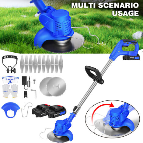 21V Electric Strimmer Grass Trimmer Weed Cutter Garden Edger+ 2 Battery ...