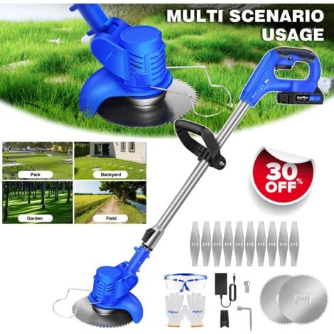 Garden Battery Cordless Strimmer Electric Grass Lawn Weed Edger Cutter Trimmer H