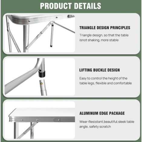 75cm Folding Table Fold Up Tables Camping & Hiking BBQ Garden Party ...