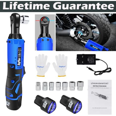 3/8" Cordless Impact Ratchet Wrench Driver Electric Rattle Nut Gun ...