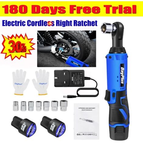 Ratchet Rattle Nut Gun 3/8" Drive 2x Battery 120Nm Cordless Impact ...