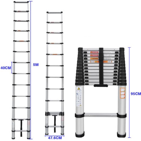 Aluminum Folding Ladder 5M Telescoping Collapsible Roof Climb Ladders ...