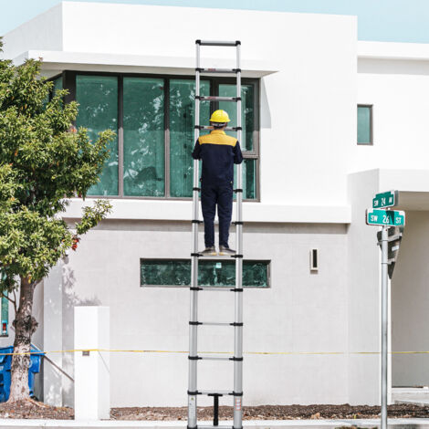 Workshop Folding Aluminum Telescoping Collapsible Roof Climb Ladder ...