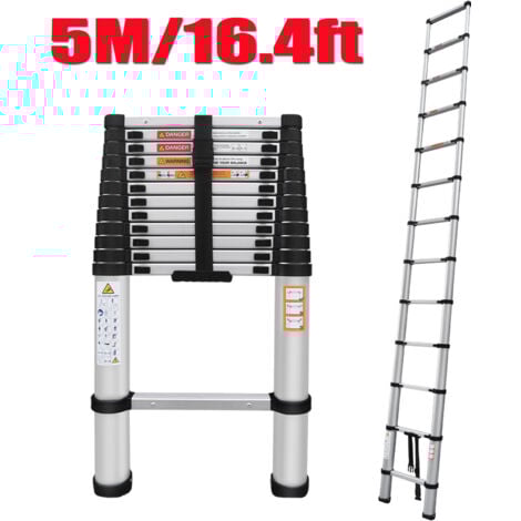 Heavy Duty 5M/16.4ft Folding Multi Purpose Telescopic Extension Ladder ...