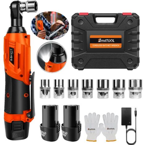 3/8'' Electric Cordless Ratchet Wrench Rechargeable 2 Batteries +7 ...