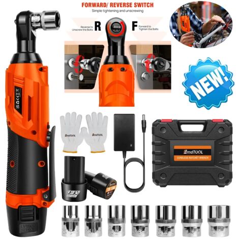 Cordless Impact Ratchet Wrench Driver Electric Rattle Nut Gun Sockets 3 ...