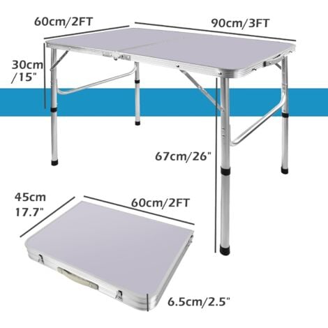 90CM Folding Table Portable Adjustable Height Aluminium Camping Picnic ...