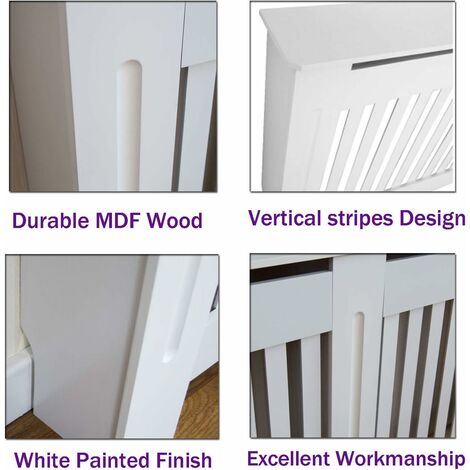 Radiators Cover, White Painted MDF Radiator Heating Cover Vertical Slat ...