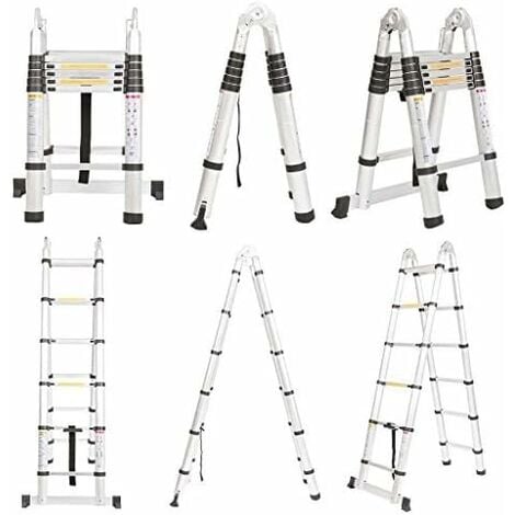 Multi-Purpose 3.8M Aluminium Portable Telescopic Ladder DIY Extendable ...
