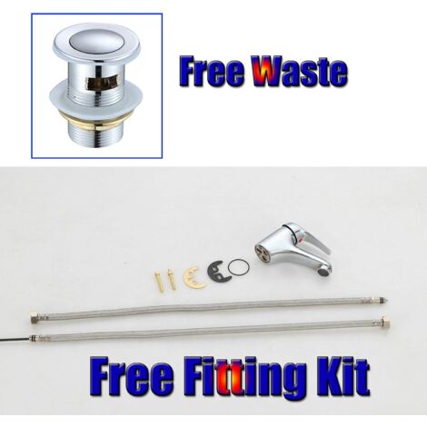 Single Lever Basin Mixer with Pop Up Click Waste Chrome Modern Bath Tap ...
