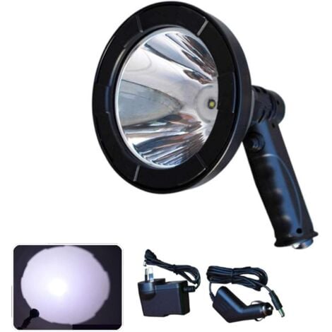 Handheld Hunting Spotlight T6 LED 12V 5” Rechargeable Portable Built-in ...