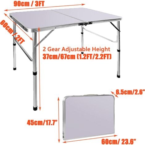 Picnic Folding Tables, 3ft Heavy Duty Aluminium Foldable Portable ...