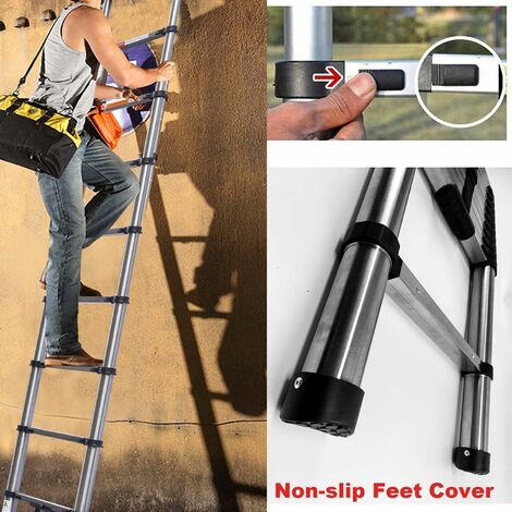 EN131 10.5ft/3.2M Telescopic Ladder Multi-Purpose Extension Loft Ladder ...