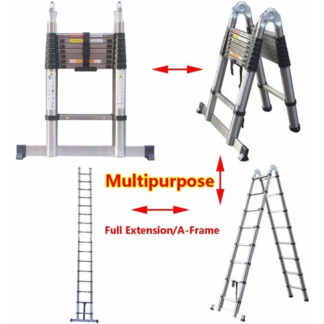 5M Telescopic Ladder DIY Aluminum Alloy Portable Folding A-Shape ...
