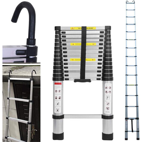 Telescoping Ladder 20ft 6.2M Aluminum Folding Loft Ladder with 2 ...