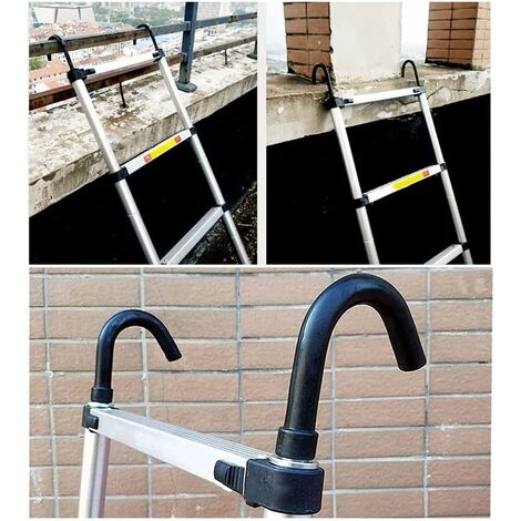 5M Telescopic Ladder Extension Ladder with 2 Detachable Hooks ...