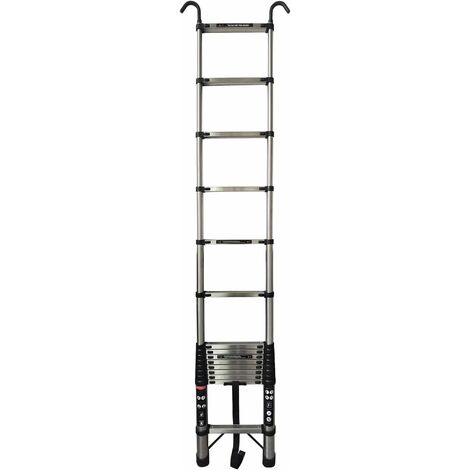 4.4M/14.4FT Telescopic Ladder Extension Ladder with 2 Detachable Hooks ...