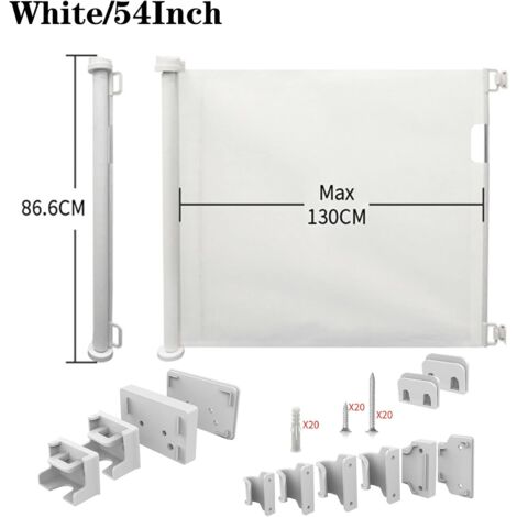 Retractable Baby Gate 0-137cm, Extra Wide Stair Gate for Baby/Pets, One ...