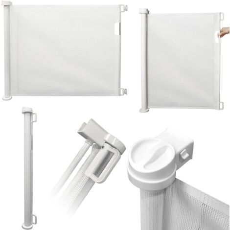 White Stair Gates for Dogs, Aluminum Alloy Material Retractable Stair ...