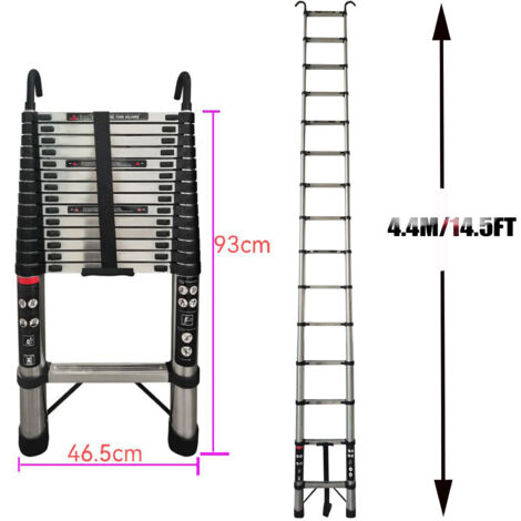 Telescopic Ladder 4.4M Portable Attic Ladder Heavy Duty Stainless Steel ...