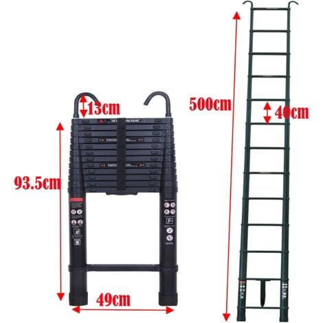 EN131 16.5ft 5m Extendable Portable Heavy Duty Aluminium Telescopic ...