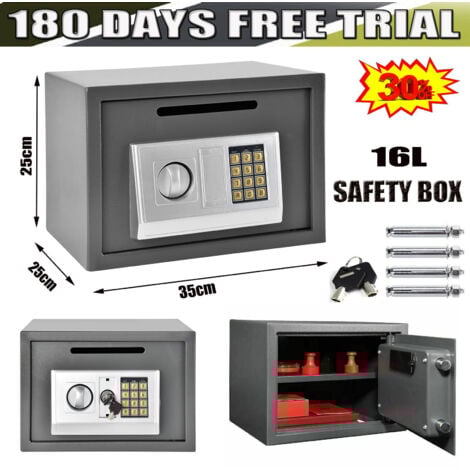 16L Grey Safe Steel Electronic Digital Password Home Office Money ...