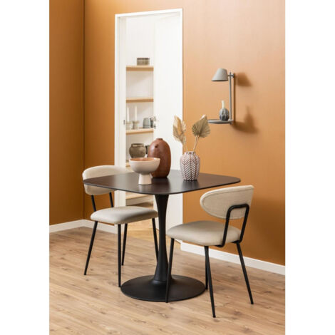 Table a manger marbre Hellin carree 90 cm avec pied tulipe noir design ...