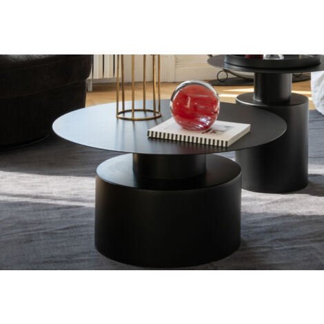 Table basse ronde design en métal noir D80 - MONZA