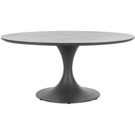 Table de jardin ronde en pierre et métal D158 8 places - PALOMA