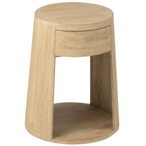 Table de chevet ronde 1 tiroir en manguier - DARWIN