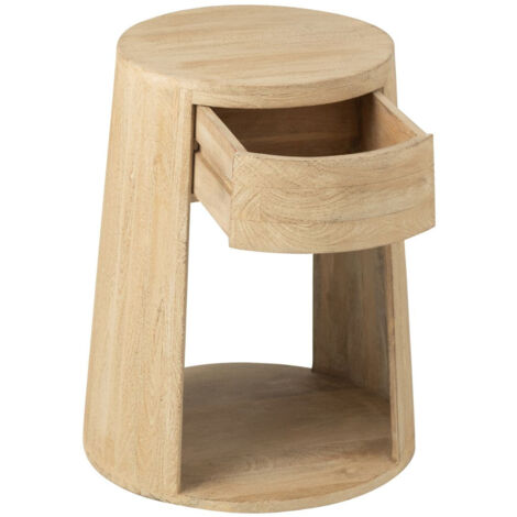 Table de chevet ronde 1 tiroir en manguier - DARWIN