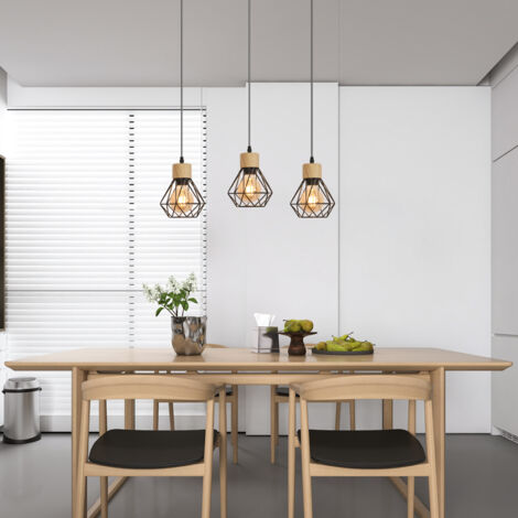 COMELY Suspension Industrielle Design, Noir et Bois, Longueur 150 cm ...