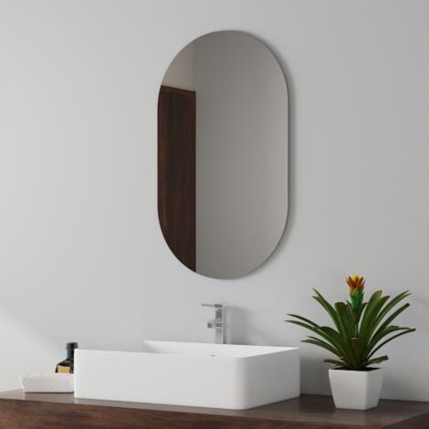 EMKE Miroir simple de salle de bain, Miroir mural ovale, Miroir de ...
