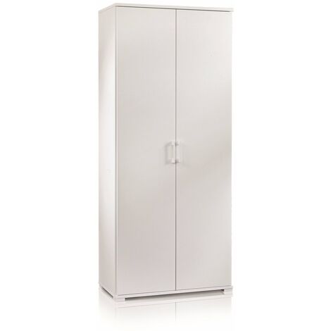 Mueble con doble puerta y cuatro estantes regulables, puertas blancas