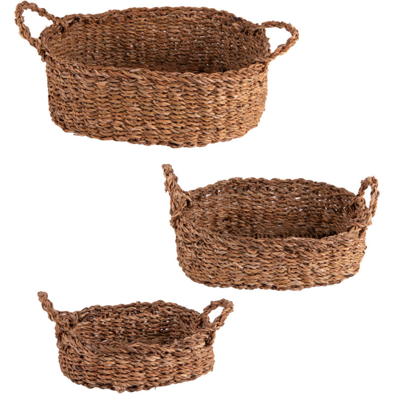 Table Passion - Set de 3 paniers ovales avec poignées jonc de mer