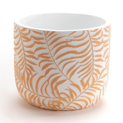 Amadeus - Cache pot Feuilles jaune grand modèle (lot de 2)