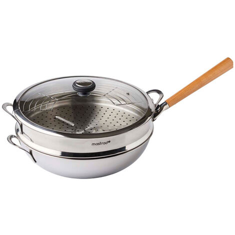 Mastrad - Panier vapeur inox et couvercle en verre